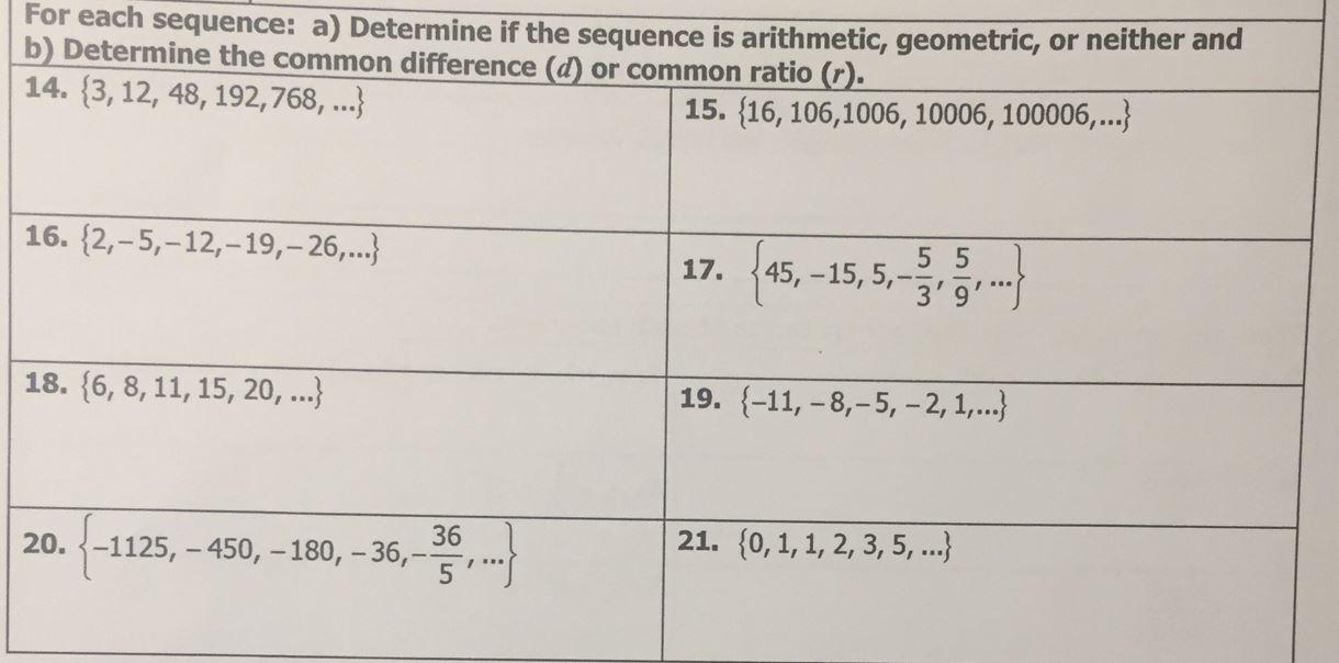 Solved For Each Sequence A Determine If The Sequence Is 