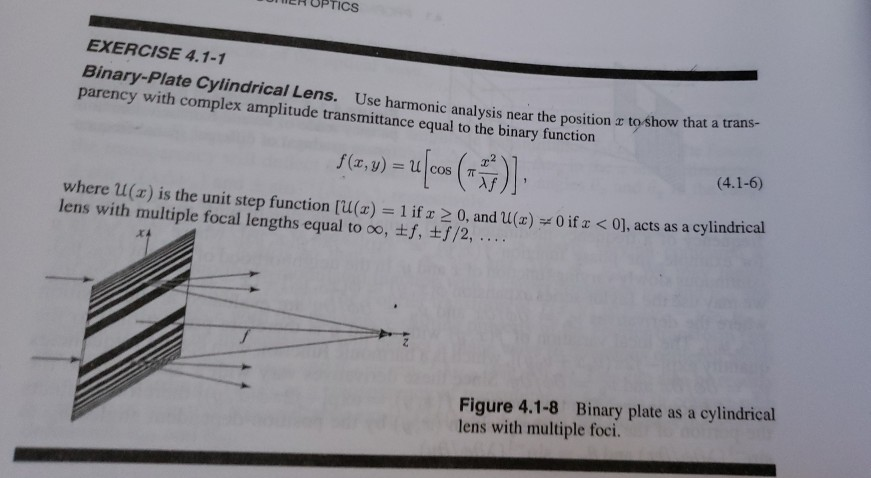 Solved UNTER UPTICS EXERCISE 4.1-1 Binary-Plate Cylindrical | Chegg.com