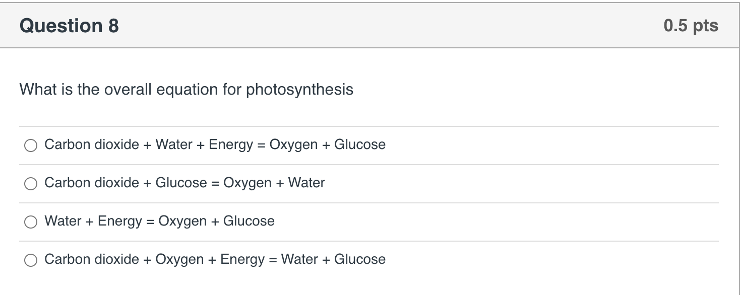 Solved Question 8 0.5 pts What is the overall equation for | Chegg.com