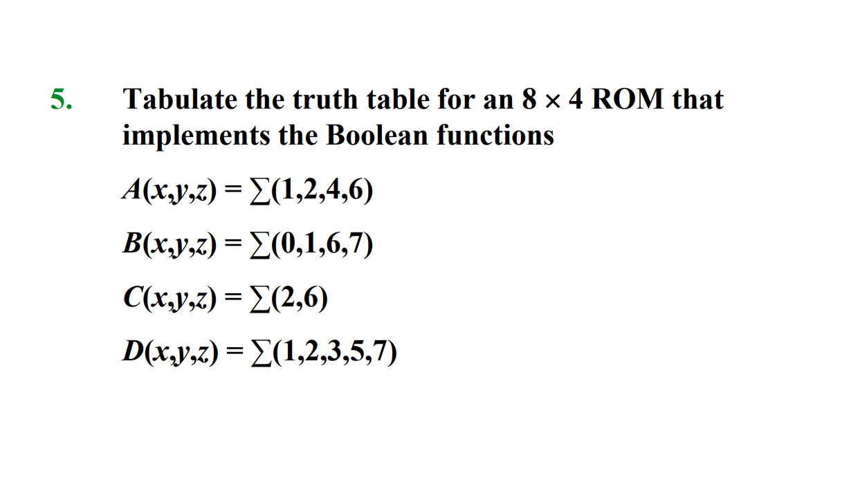 Solved Tabulate the truth table for an 8×4ROM that | Chegg.com