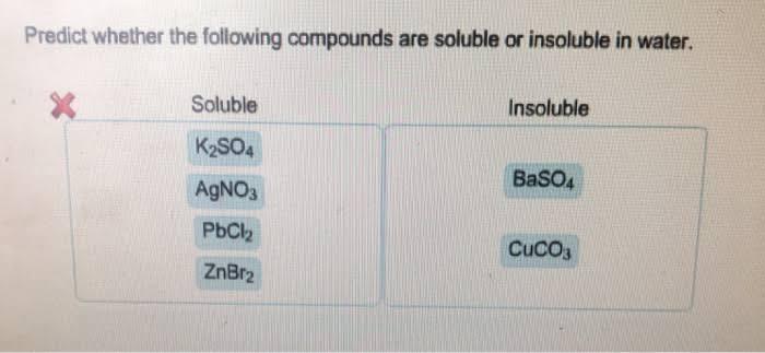 Solved Predict whether the following compounds are soluble | Chegg.com