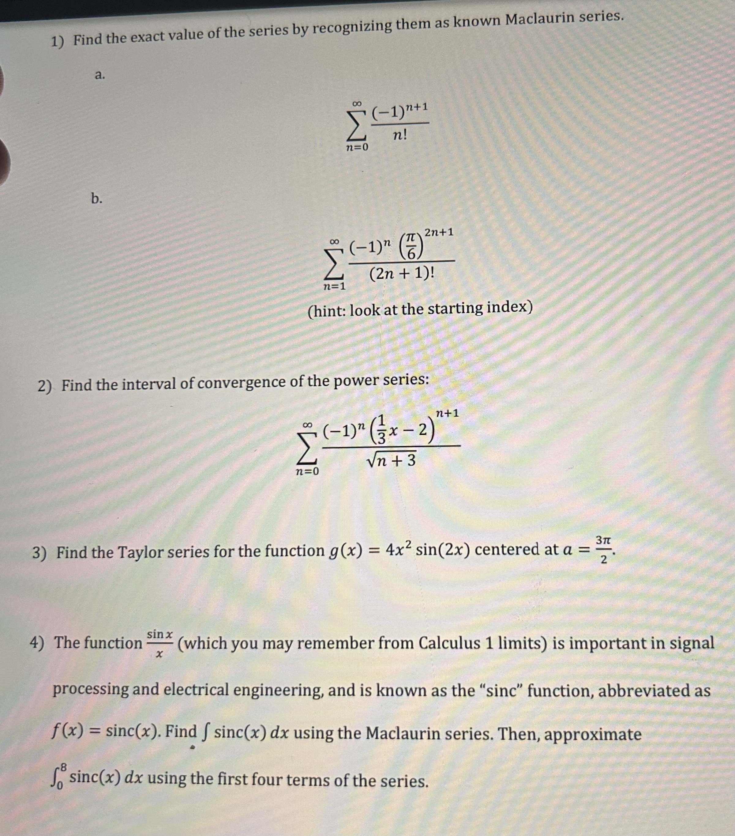 Solved Find the exact value of the series by recognizing | Chegg.com