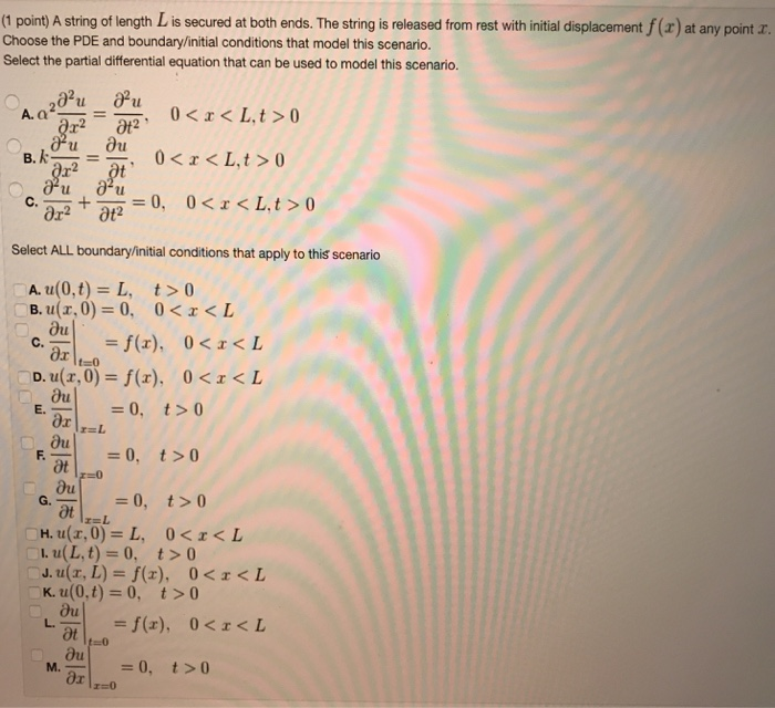 Solved (1 point) A string of length L is secured at both | Chegg.com