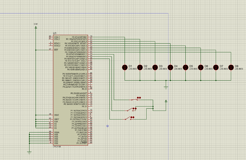 Solved 1. Use two switch to control the scrolling LEDs in | Chegg.com