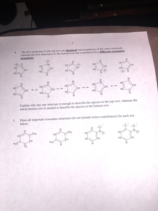 Solved Chem 2443 Fall Semester, 2019 WORKSHEET FOR RESONANCE | Chegg.com