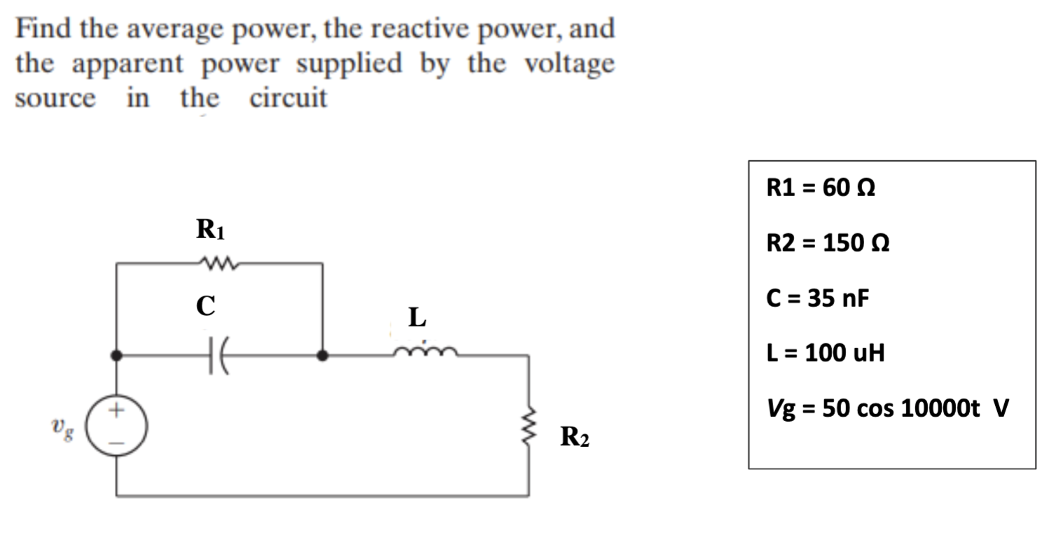 Solved Find the average power, the reactive power, and the | Chegg.com
