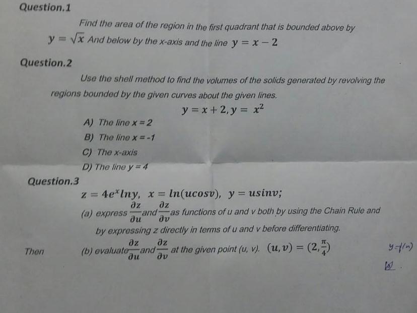 Solved Question. 1 Find the area of the region in the first | Chegg.com