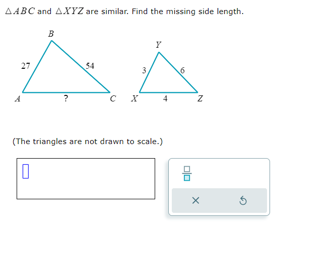 Solved ABC and XYZ are similar. Find the missing side | Chegg.com