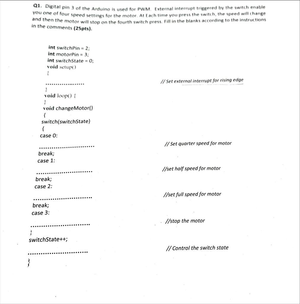 Solved Q1. Digital pin 3 of the Arduino is used for PWM. | Chegg.com