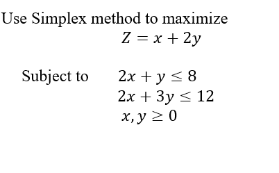 Solved Use Simplex method to maximize Z=x+2y Subject to | Chegg.com