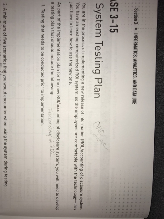 Solved Section 3 Informatics Analytics And Data Use Se 4000