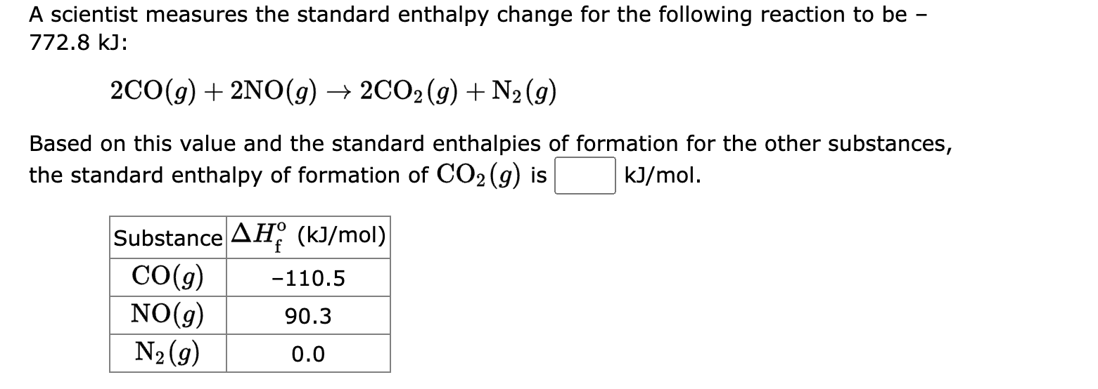 Solved A scientist measures the standard enthalpy change for | Chegg.com