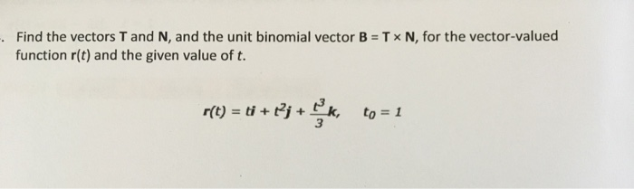 Solved Tx N, for the vector-valued Find the vectors T and N, | Chegg.com