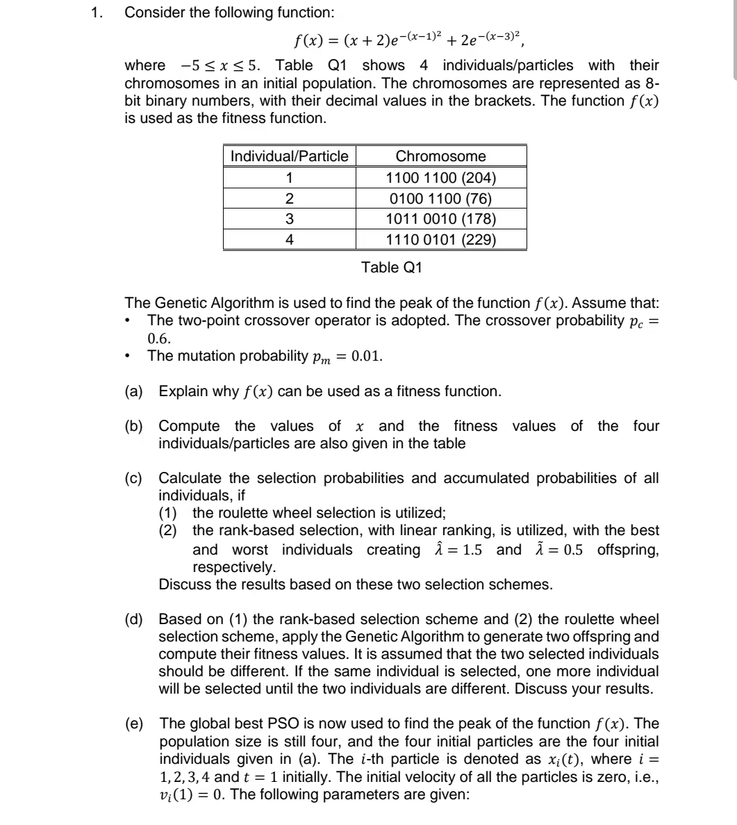 Solved 1. Consider the following function: | Chegg.com