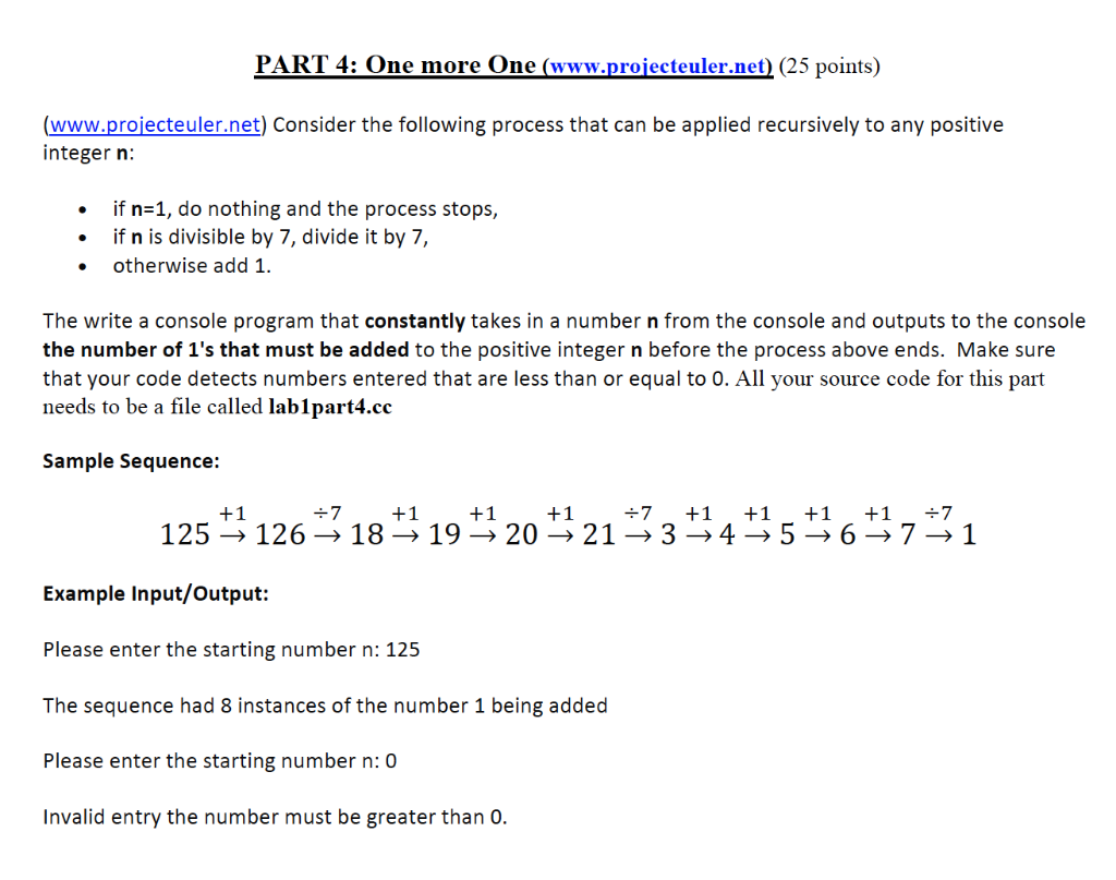 Solved PART 4: One more One (www.projecteuler.net) (25 | Chegg.com