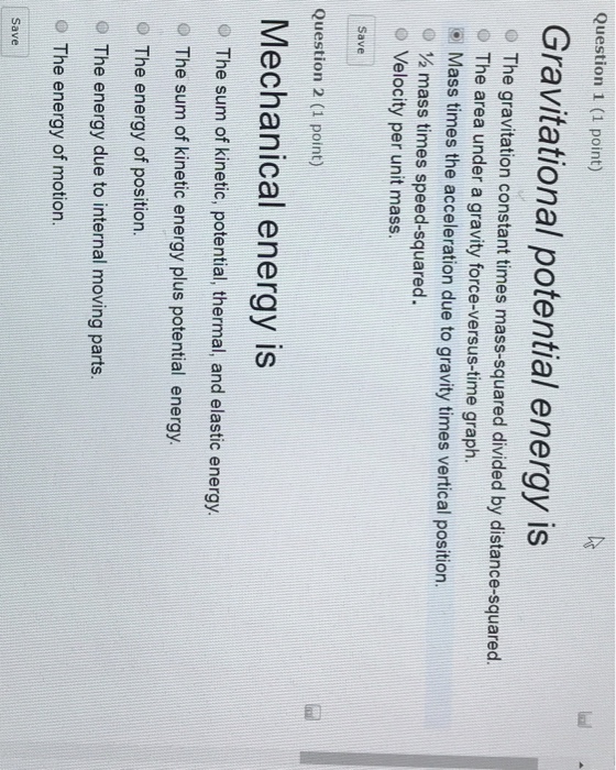 Solved Question 1 (1 point) al Gravitational potential | Chegg.com