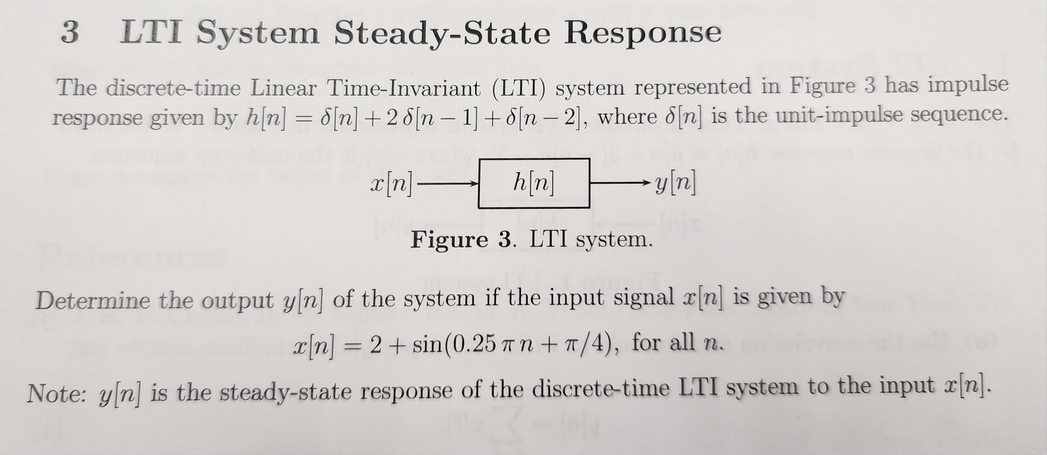 Solved 3 LII System Steady-State Response The discrete-time | Chegg.com