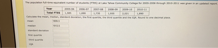 Solved The population full-time equivalent number of | Chegg.com