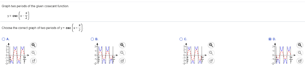 Solved Graph two periods of the given cosecant function. | Chegg.com