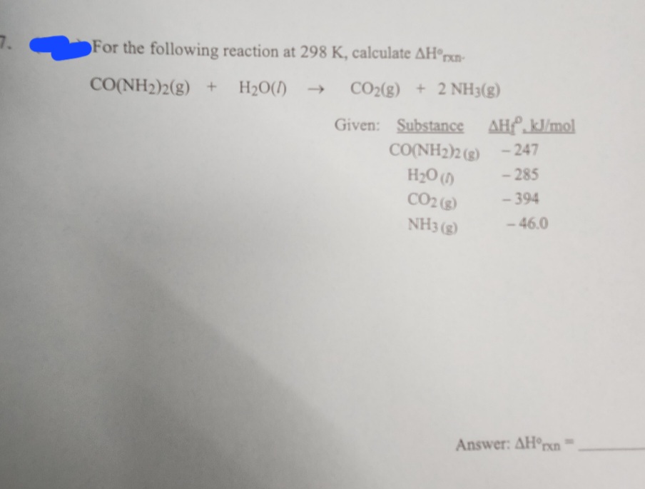 Solved For the following reaction at 298 K, calculate | Chegg.com