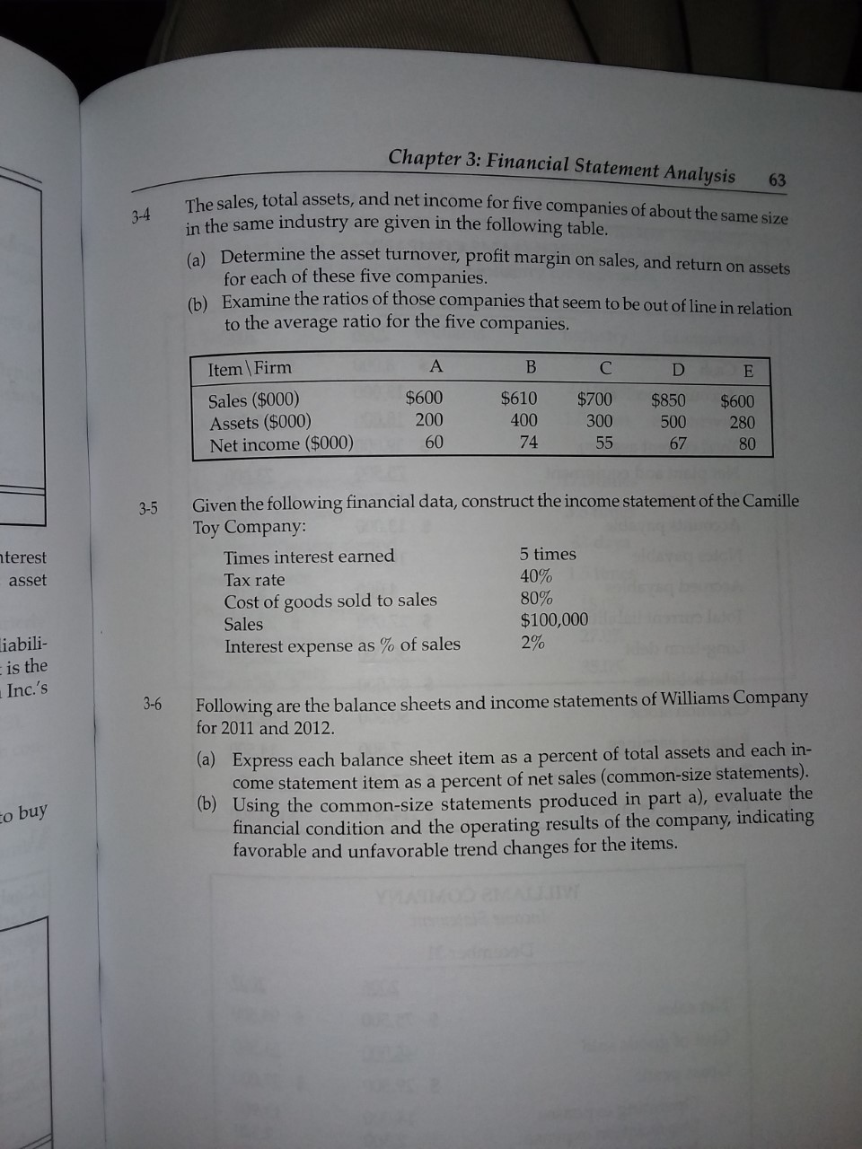 Solved Chapter 3: Financial Statement Analysis 63 3-4 The | Chegg.com