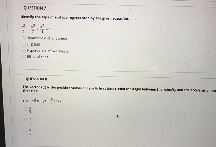 Solved QUESTION7 Identify the type of surface represented by | Chegg.com