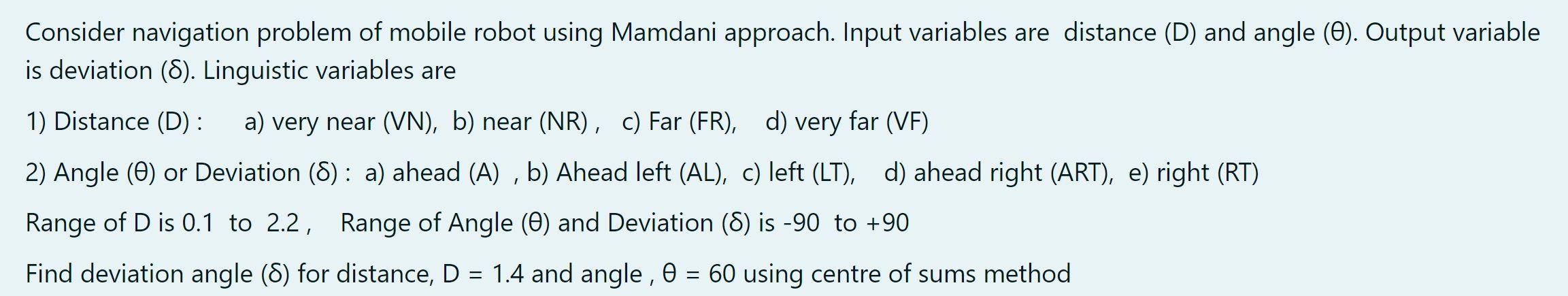 Consider navigation problem of mobile robot using | Chegg.com