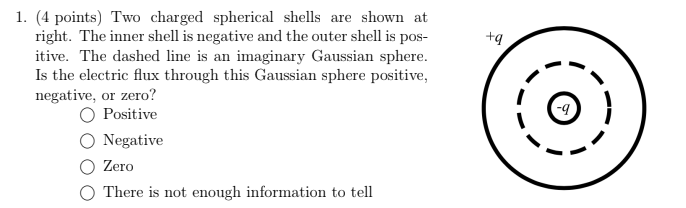 Solved +9 1. (4 points) Two charged spherical shells are | Chegg.com