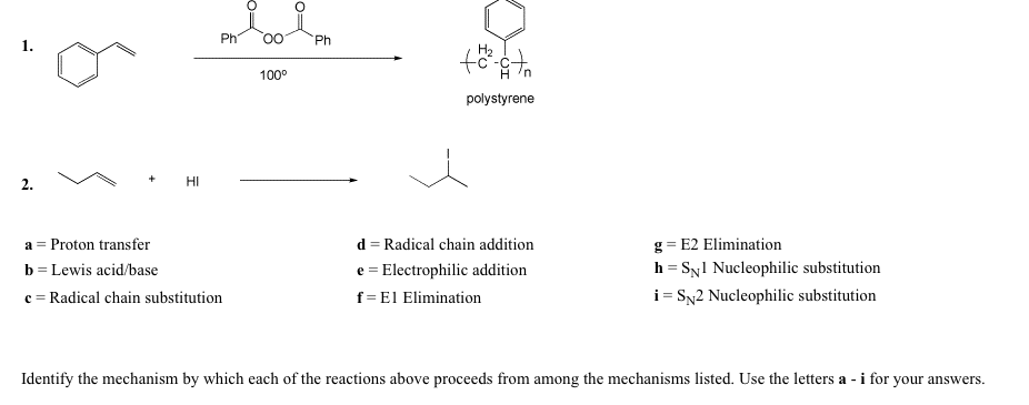 Solved polystyrene + H a-Proton transfer b Lewis acid/base c | Chegg.com