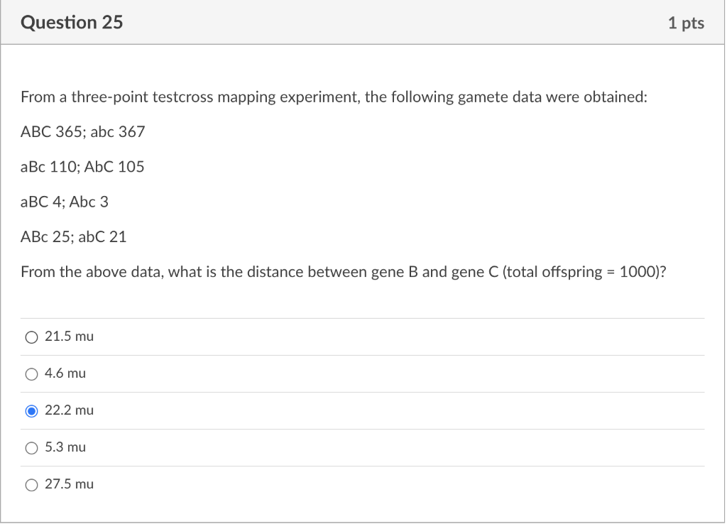 Solved From A Three Point Testcross Mapping Experiment The Chegg