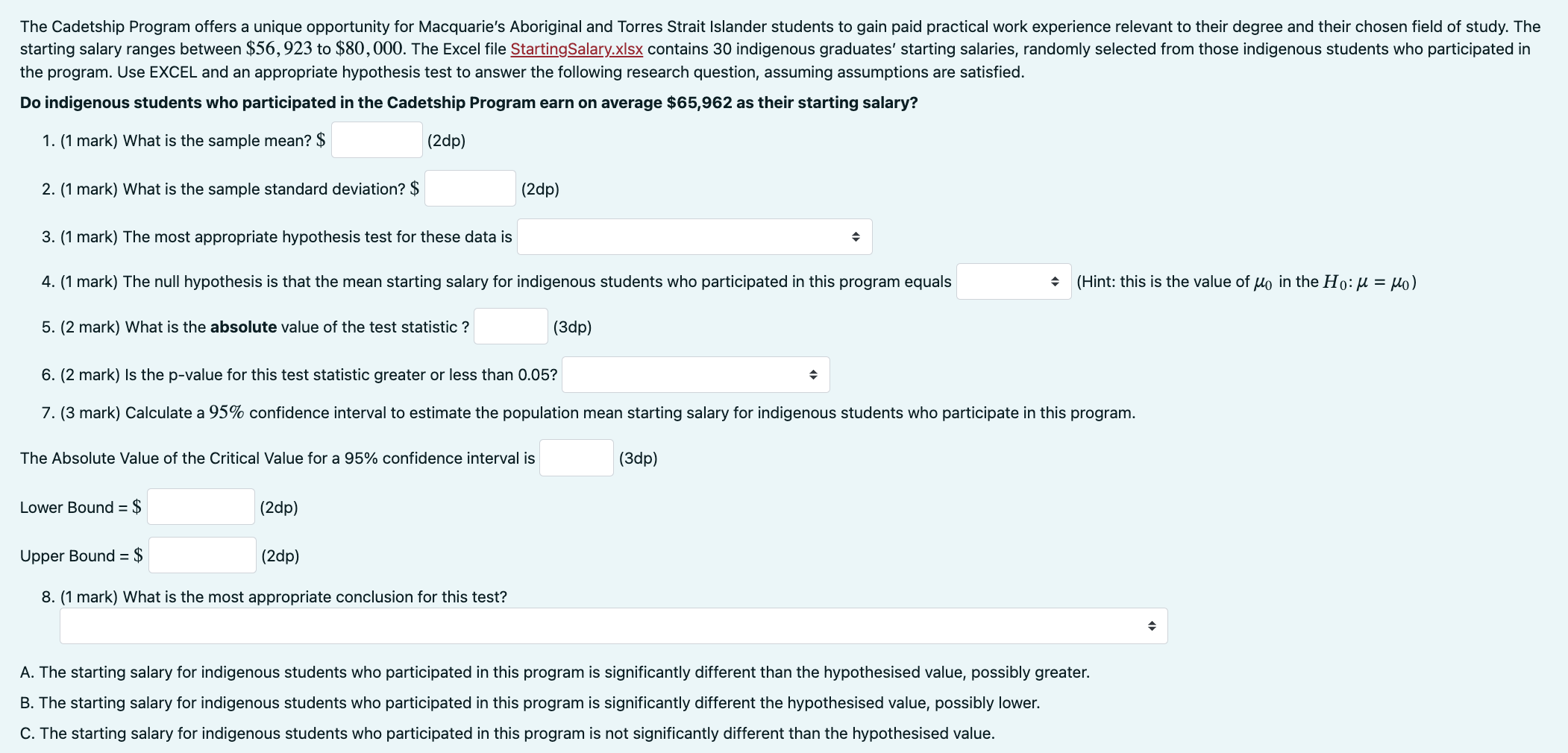 Solved The Program Use Excel And An Appropriate Hypothesis 0354