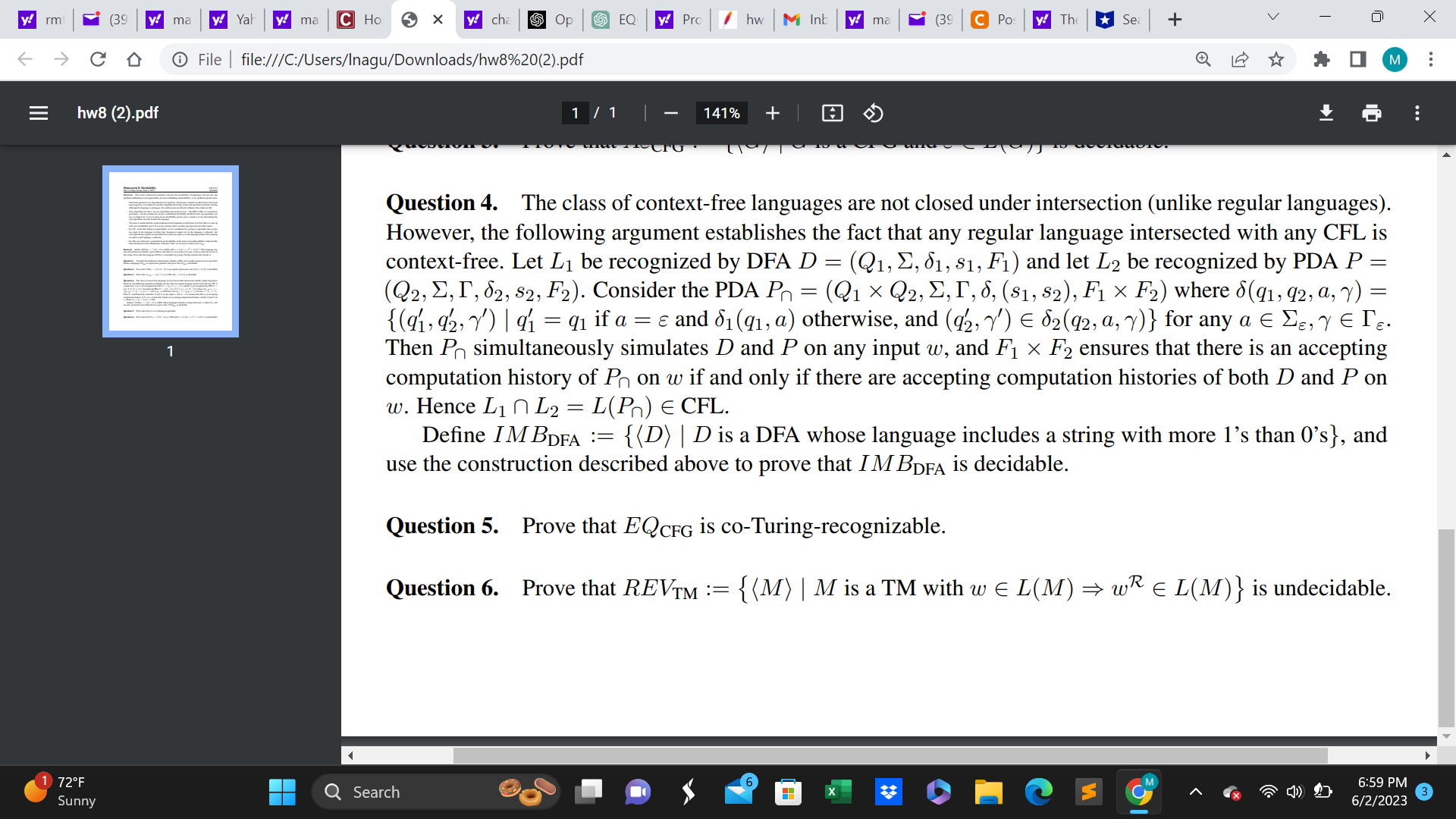 Solved Question 4. The class of context-free languages are | Chegg.com