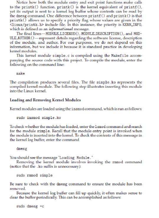 Solved Part I-Creating Kernel Modules The first part of this | Chegg.com