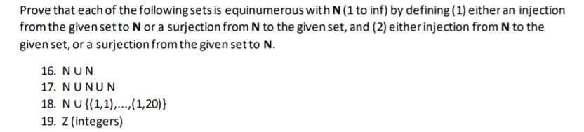 Solved Prove that each of the following sets is equinumerous | Chegg.com