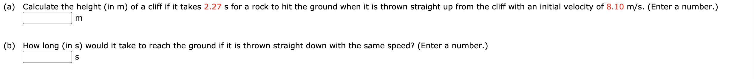 Solved (a) Calculate the height (in m) of a cliff if it | Chegg.com