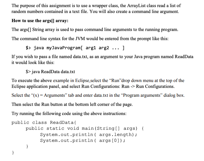 Solved **JAVA**: I need to use a command line argument to | Chegg.com