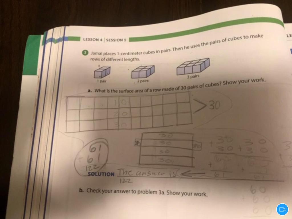 Solved Jamal places 1-centimeter cubes in pairs. Then he | Chegg.com