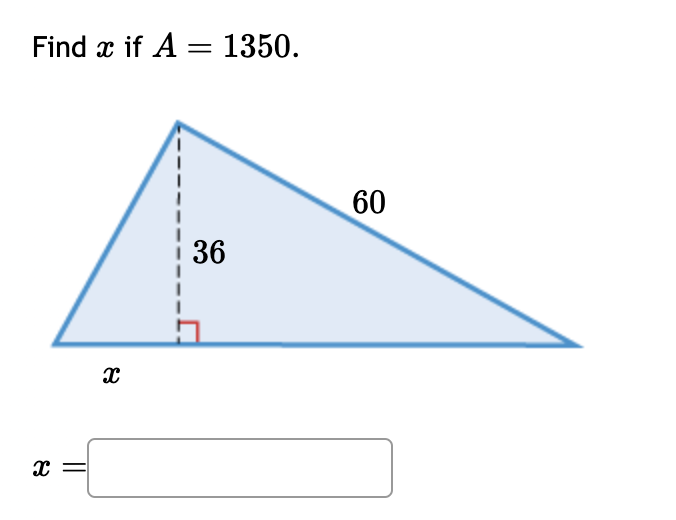 Solved Find x if A=1350 | Chegg.com