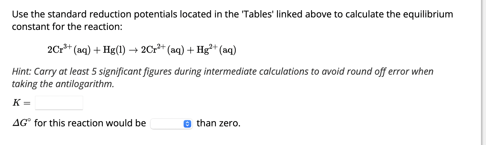 Solved Use the standard reduction potentials located in the | Chegg.com
