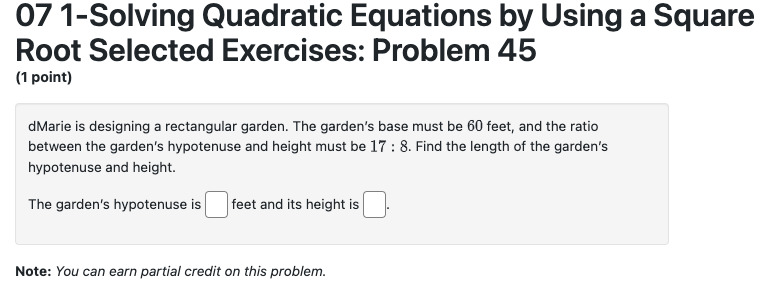 Solved 07 1-Solving Quadratic Equations by Using a Square | Chegg.com