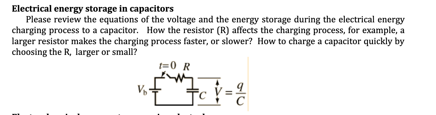 Solved Electrical energy storage in capacitors Please review | Chegg.com