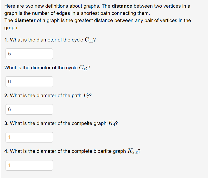 Solved Here are two new definitions about graphs. The | Chegg.com