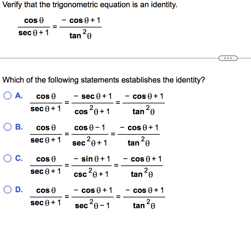 Solved Verify that the trigonometric equation is an | Chegg.com