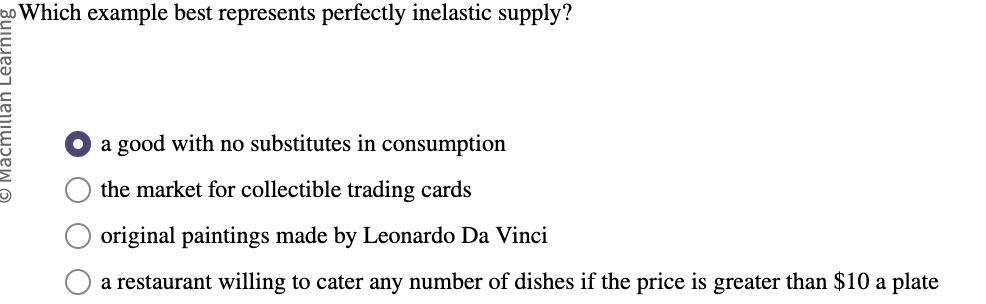 Solved Which example best represents perfectly inelastic | Chegg.com