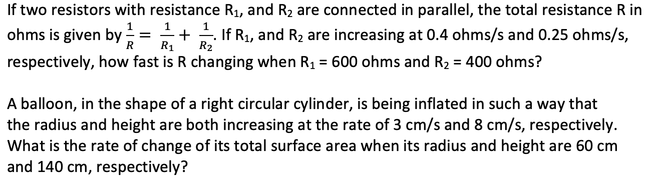 Solved If two resistors with resistance R1, and R2 are | Chegg.com