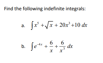 Solved Find the following indefinite integrals: a. ſx* +Vx+ | Chegg.com