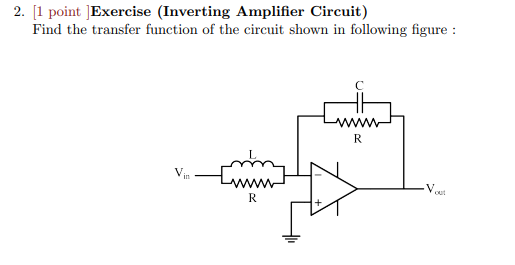 Solved 2. [1 point Exercise (Inverting Amplifier Circuit) | Chegg.com