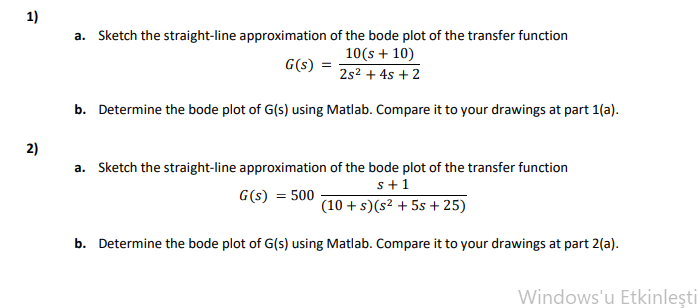 Solved 1) a. Sketch the straight-line approximation of the | Chegg.com