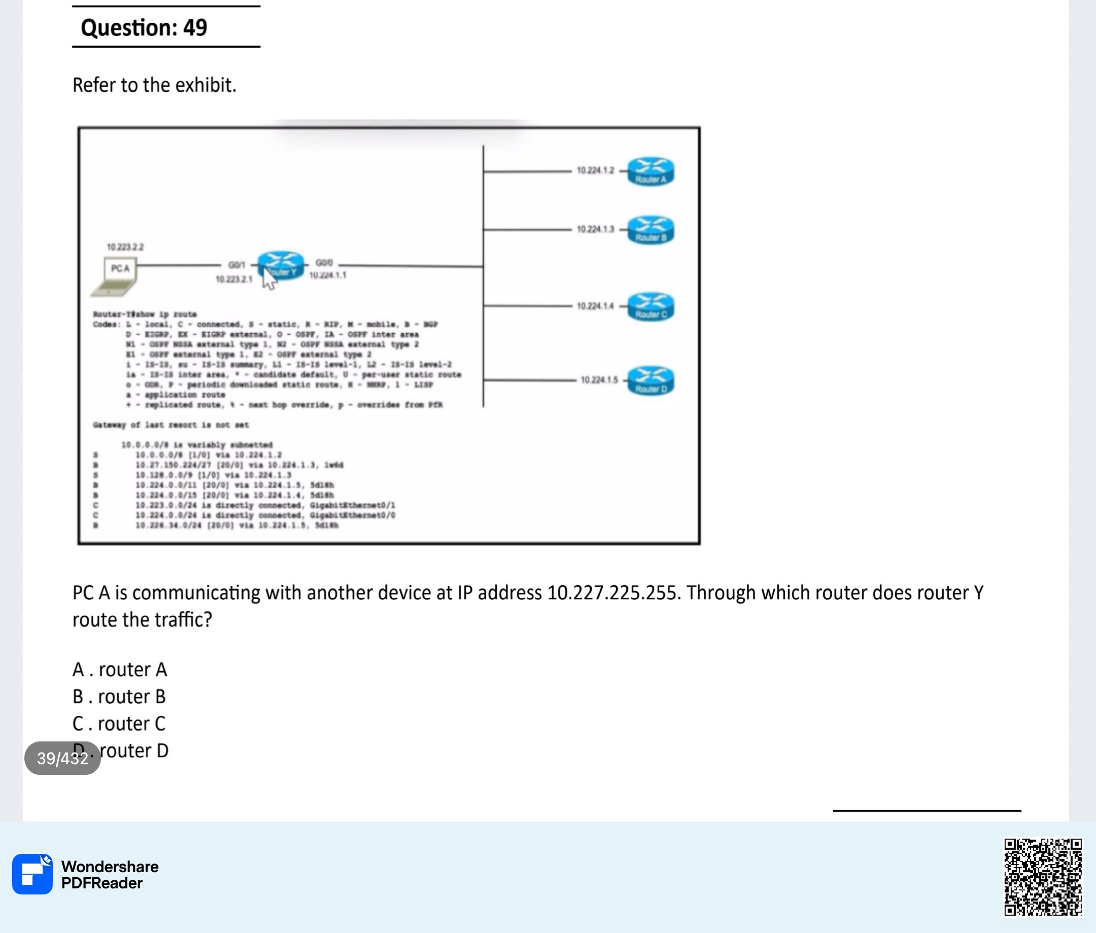 Solved Refer to the exhibit. PC A is communicating with | Chegg.com