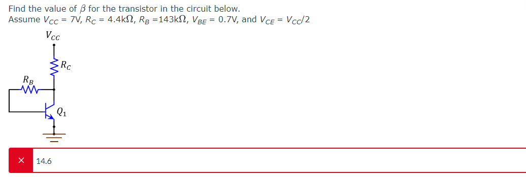 Solved Find the value of β for the transistor in the circuit | Chegg.com